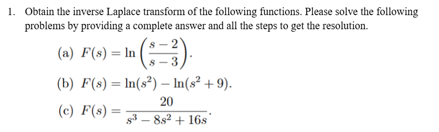 Solved Obtain the inverse Laplace transform of ﻿the | Chegg.com