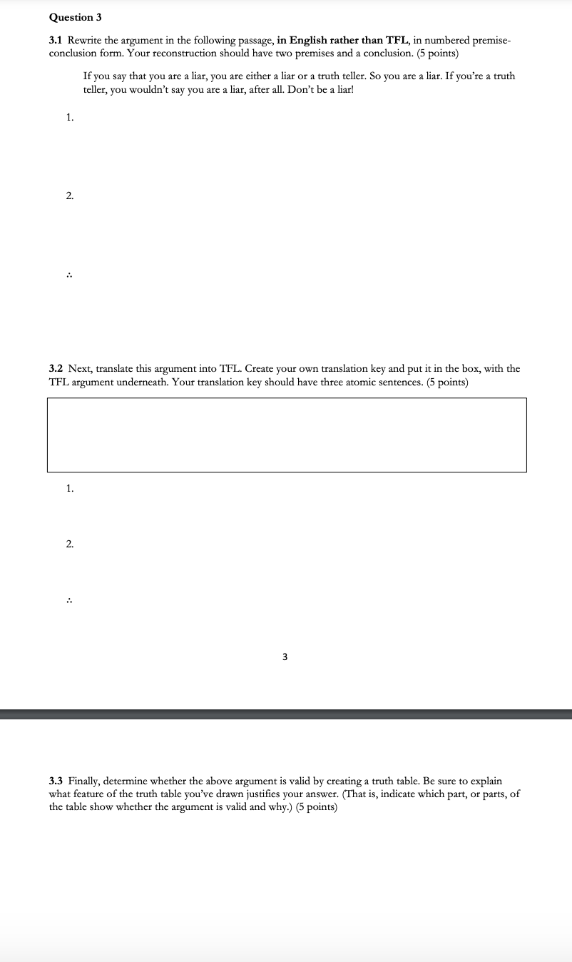 3.1 Rewrite the argument in the following passage, in | Chegg.com