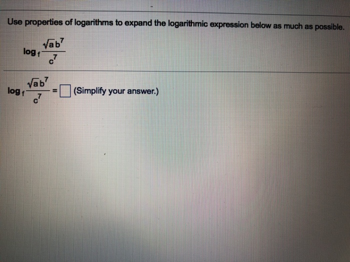 Solved Use properties of logarithms to expand the | Chegg.com
