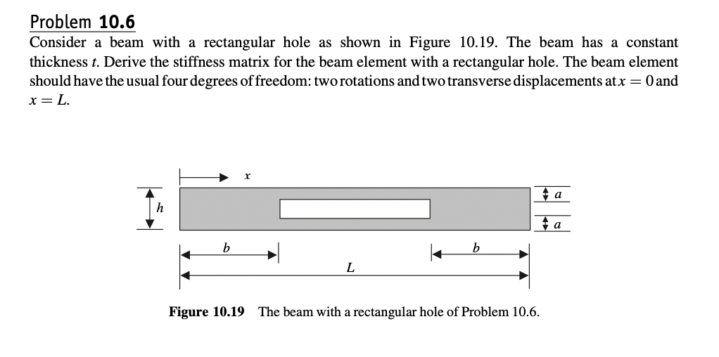 Solved Problem 10.6 Consider a beam with a rectangular hole | Chegg.com