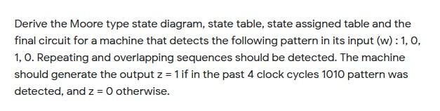 Solved Derive the Moore type state diagram, state table, | Chegg.com