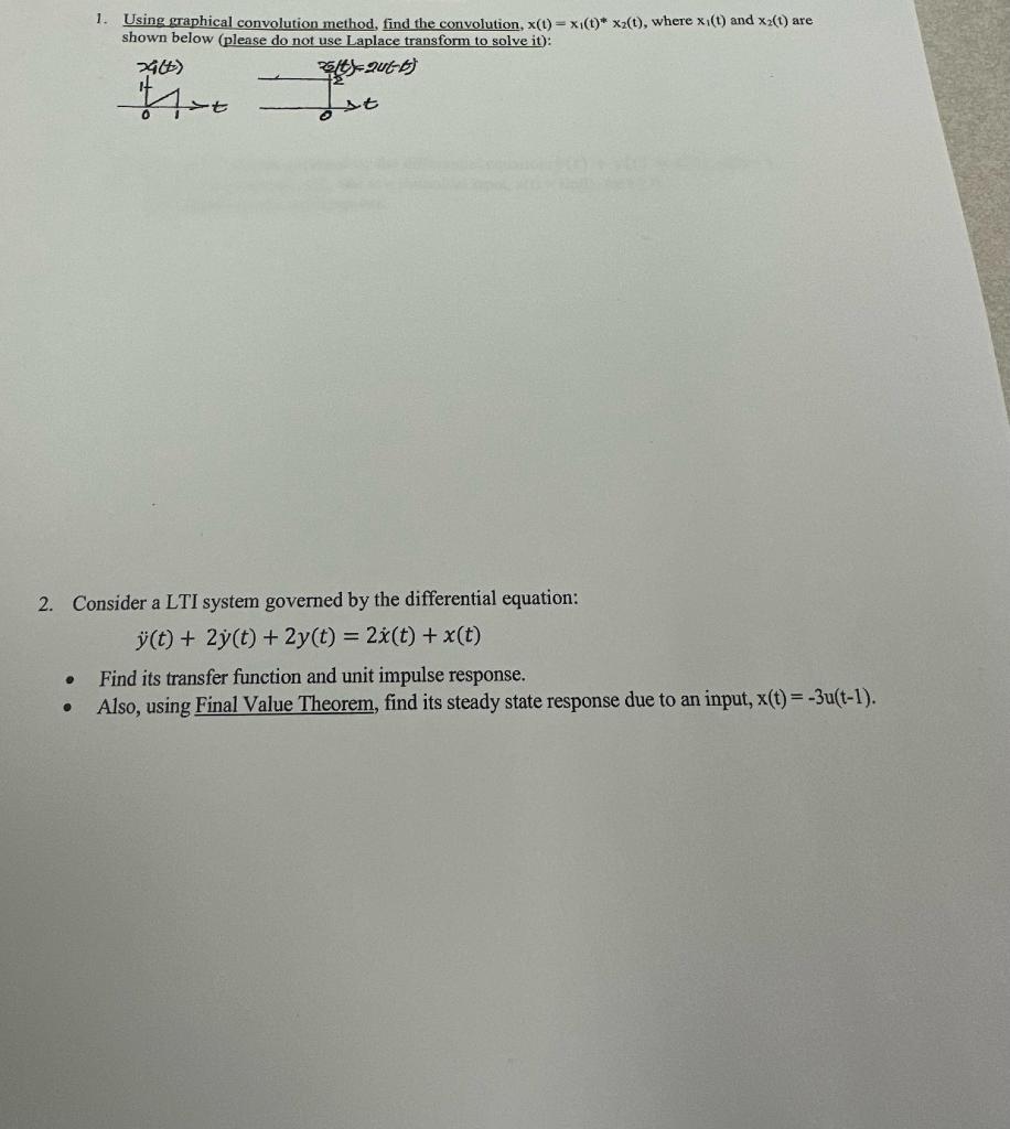 Solved 1. Using graphical convolution method, find the | Chegg.com