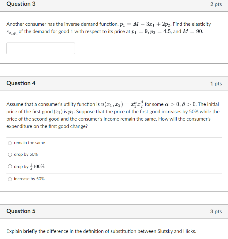 Solved Another consumer has the inverse demand function, | Chegg.com