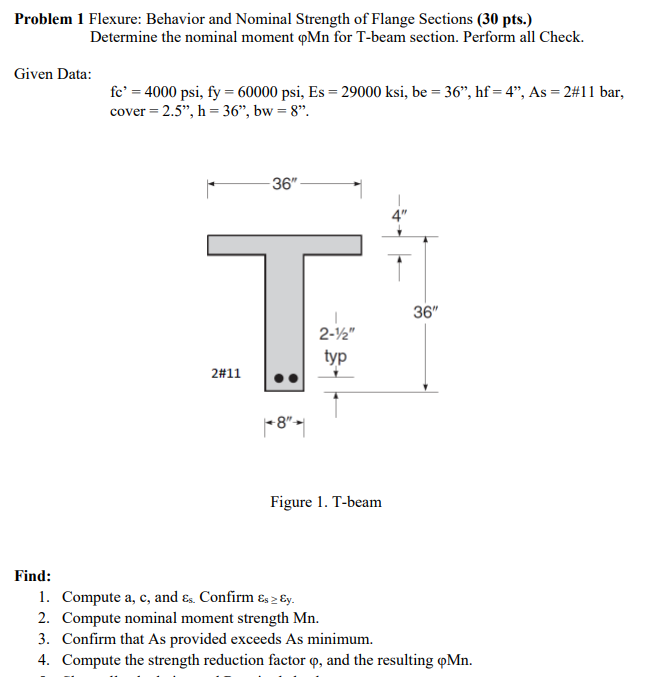 Solved Problem 1 Flexure: Behavior and Nominal Strength of | Chegg.com