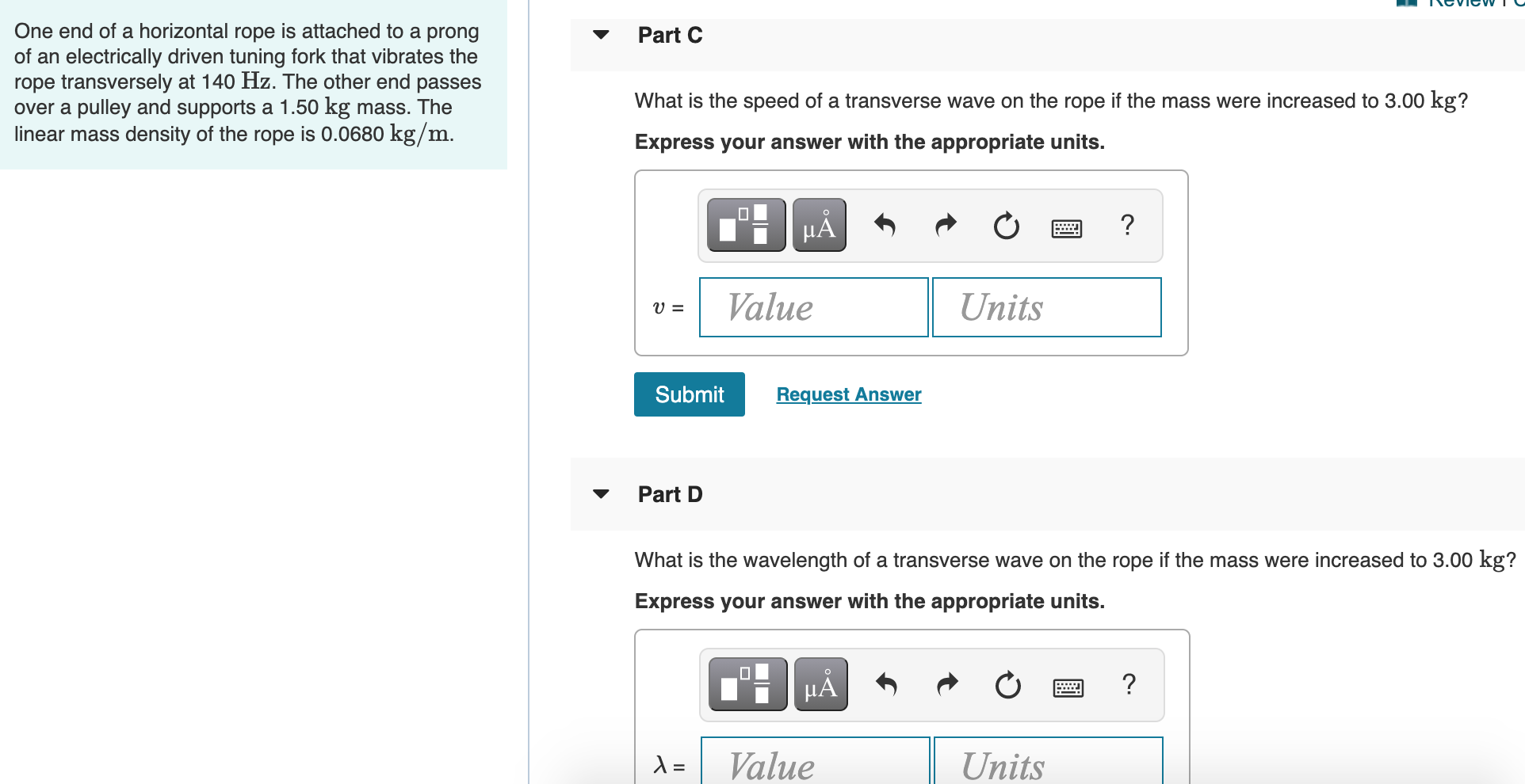 Solved Part C One end of a horizontal rope is attached to a | Chegg.com