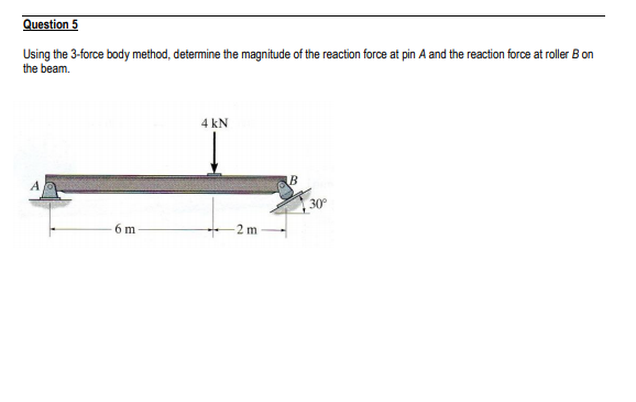 Solved Question 5 Using the 3-force body method, determine | Chegg.com