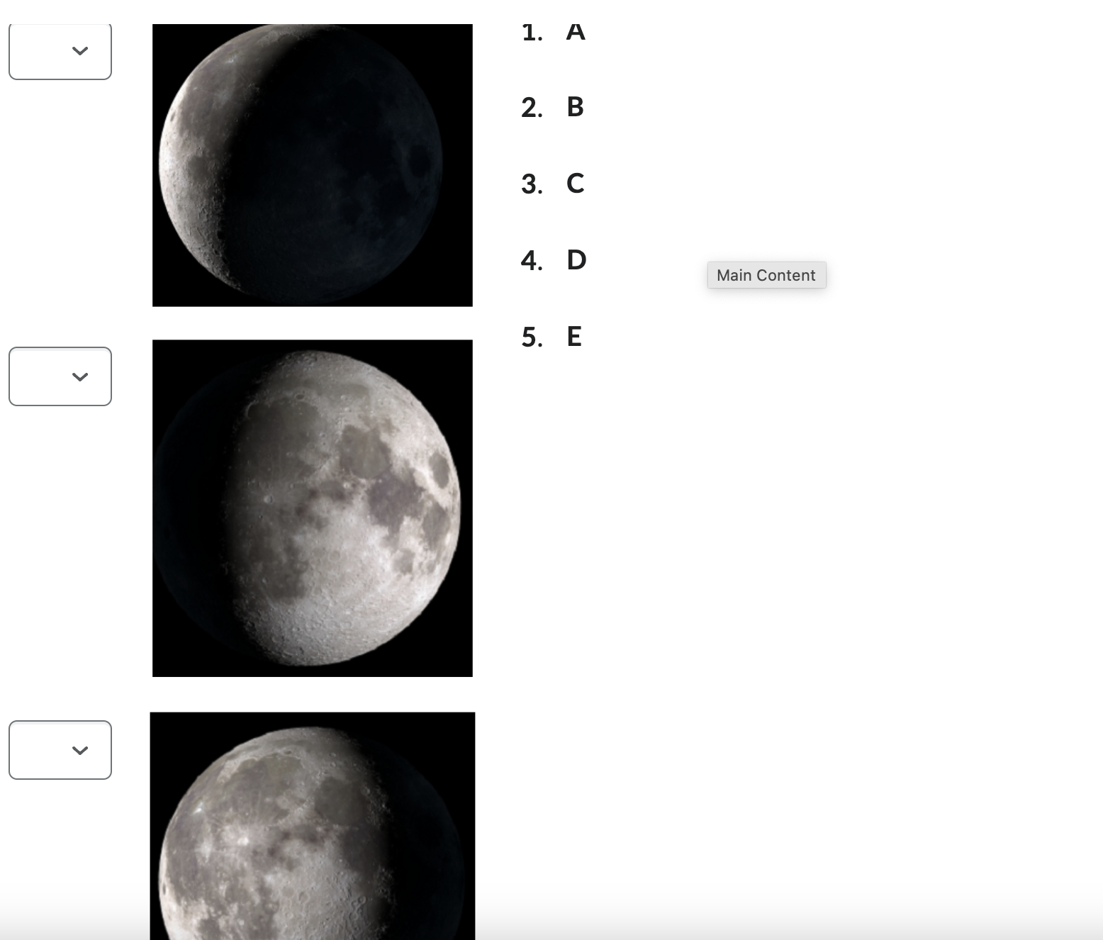 Match the corresponding moon phase with the correct | Chegg.com