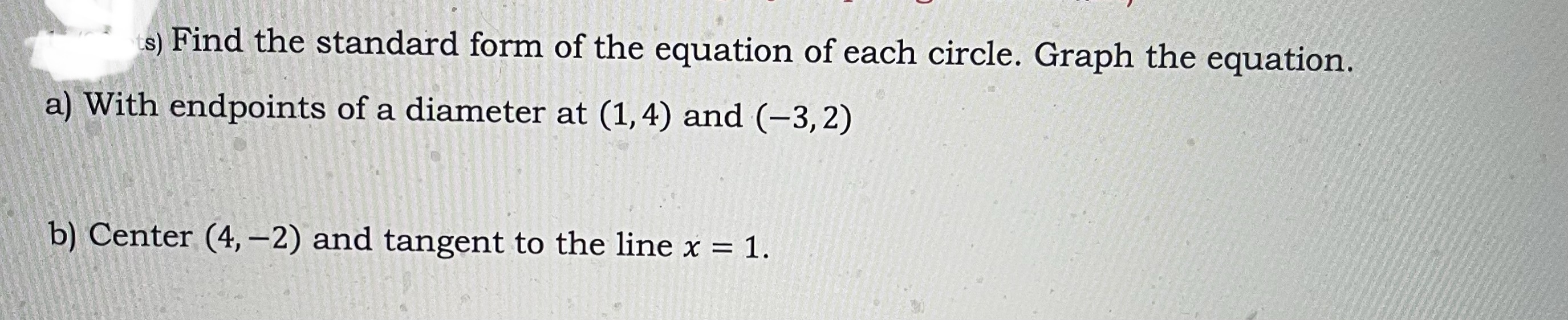 Solved s) Find the standard form of the equation of each | Chegg.com