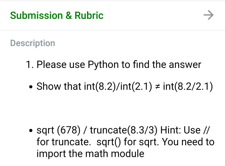 Solved Submission & Rubric Description 1. Please use Python | Chegg.com