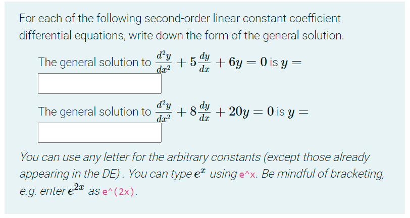 Solved For each of the following second-order linear | Chegg.com