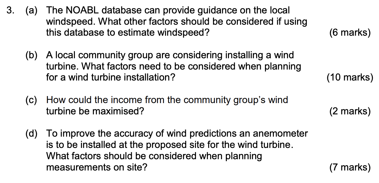 Solved 3. (a) The NOABL database can provide guidance on the | Chegg.com