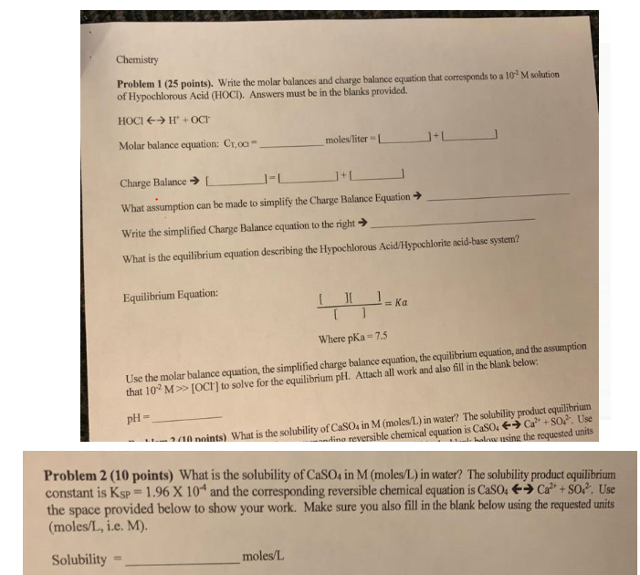 Solved Chemistry Problem 1 (25 points). Write the molar | Chegg.com