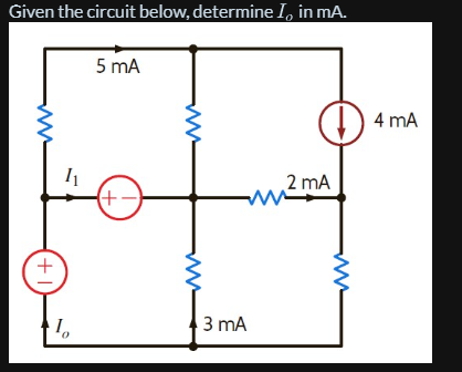 Solved Given the circuit below, determine Io ﻿in mA. | Chegg.com