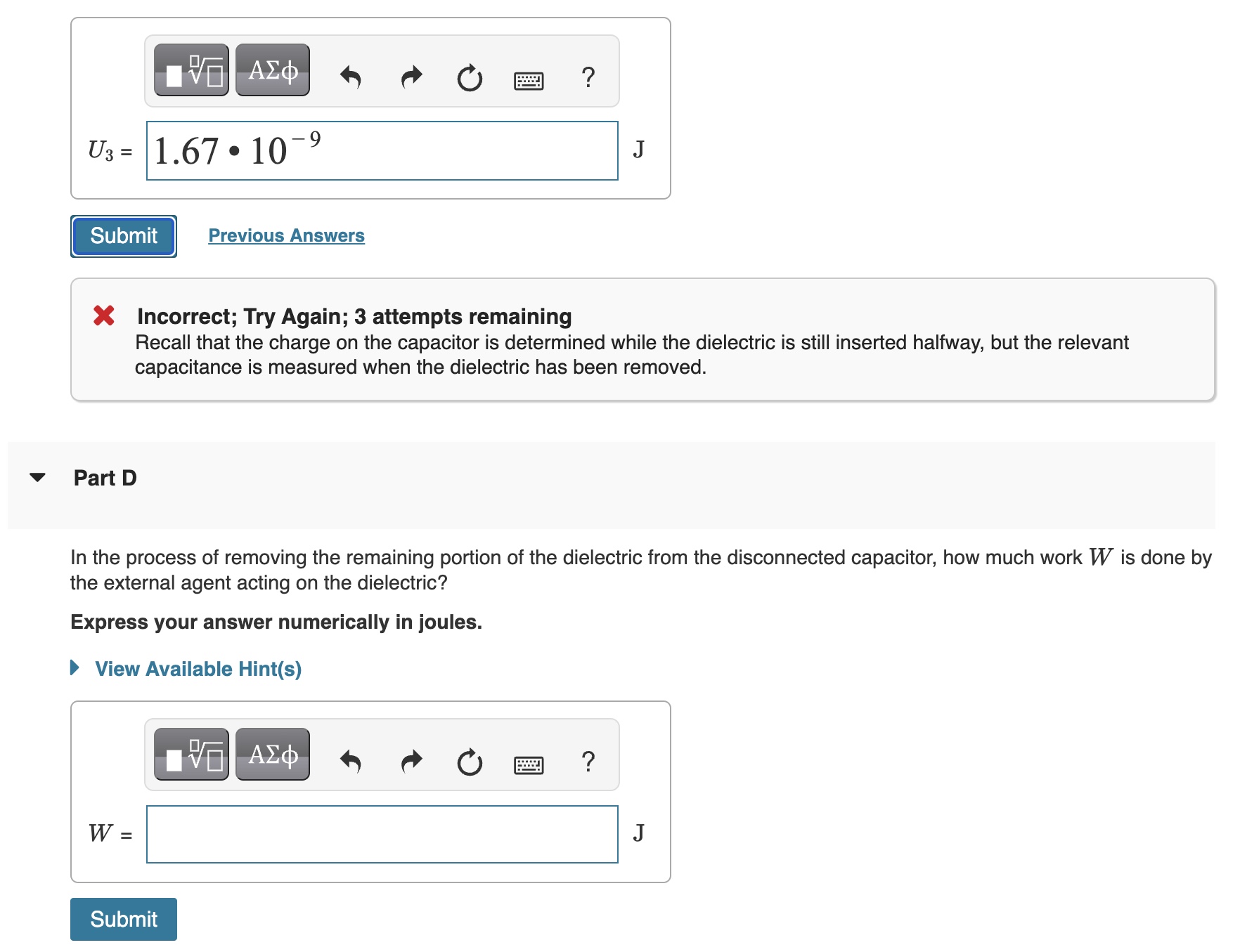 Solved A dielectric-filled parallel-plate capacitor has | Chegg.com