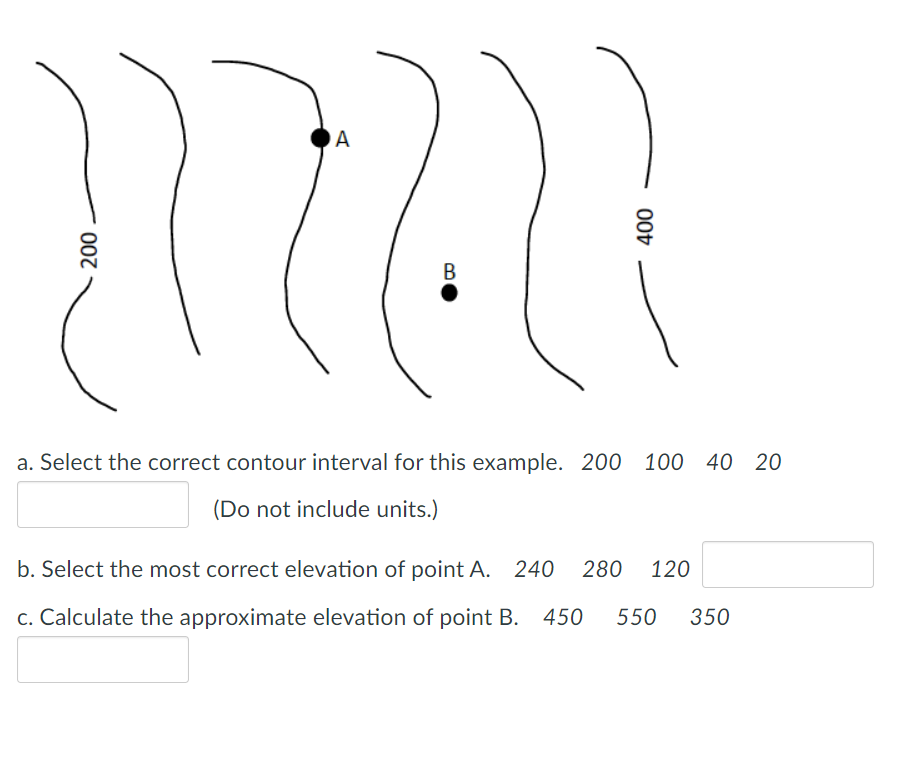 Solved a. Select the correct contour interval for this | Chegg.com