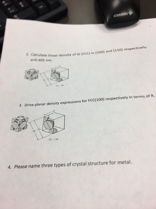 Solved Calculate linear density of Al (FCC) in [100] and | Chegg.com