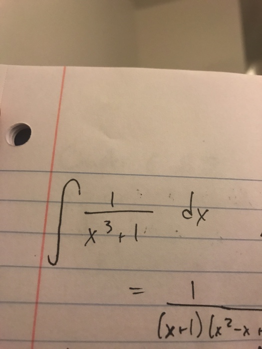 Solved integral 1/x^3 + 1 dx | Chegg.com