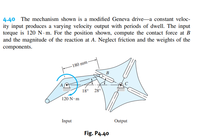 Solved 4.40 The mechanism shown is a modified Geneva drive-a | Chegg.com