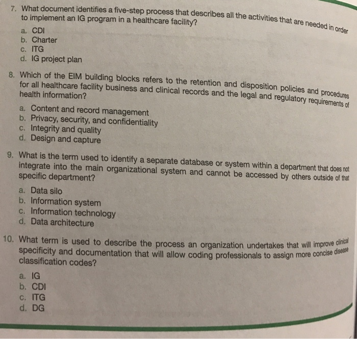Solved 7. What document identifies a five-step process that | Chegg.com