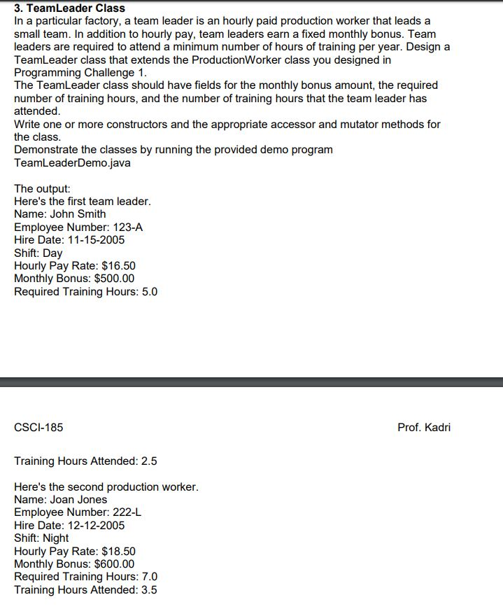 Solved 1. Employee and Production Worker Classes Design a | Chegg.com