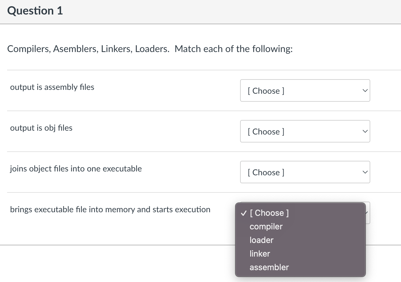 Solved Question 1 Compilers, Asemblers, Linkers, Loaders. | Chegg.com