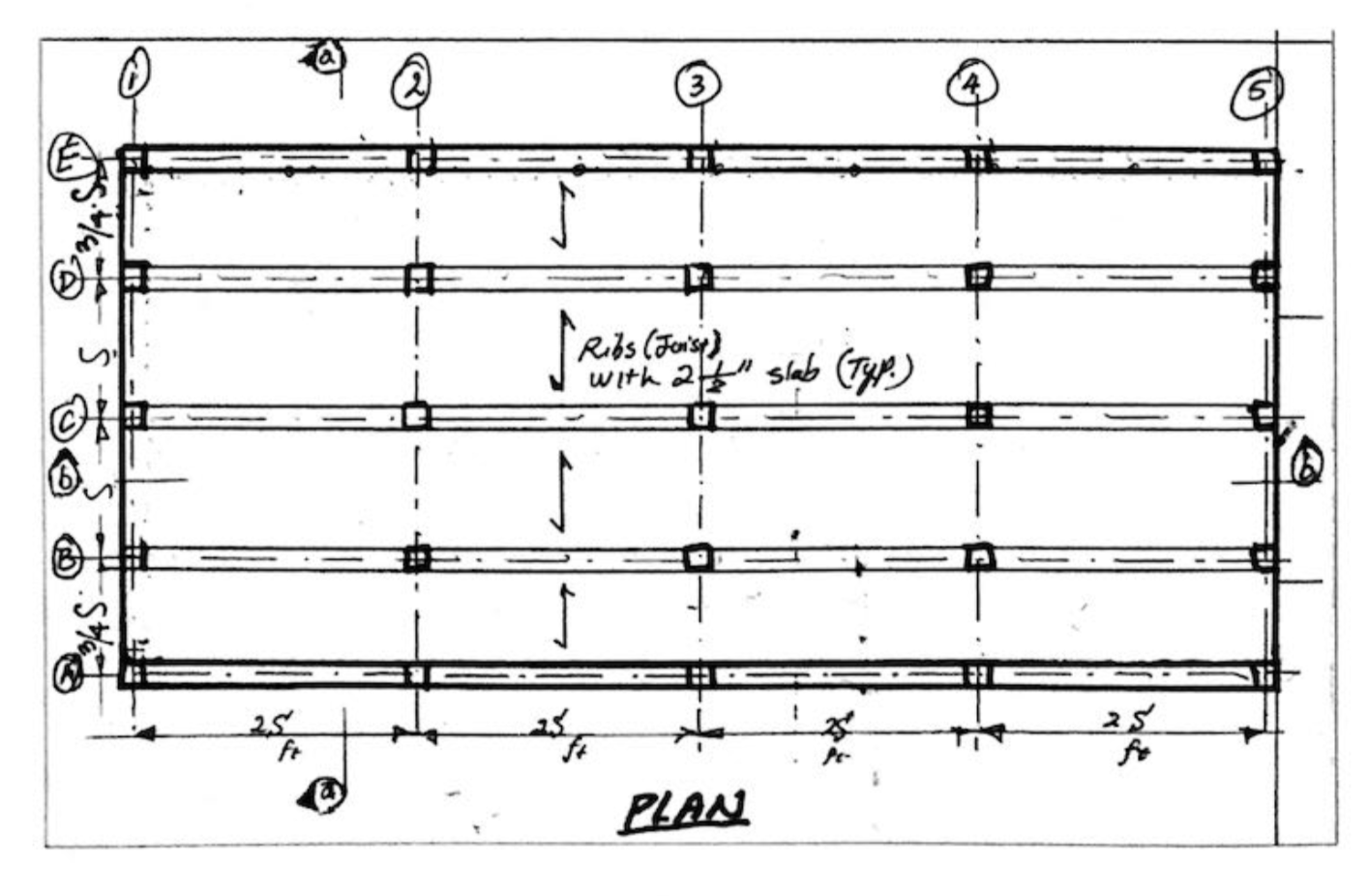 S= 22 ft Plan, and sections of a one-story concrete | Chegg.com