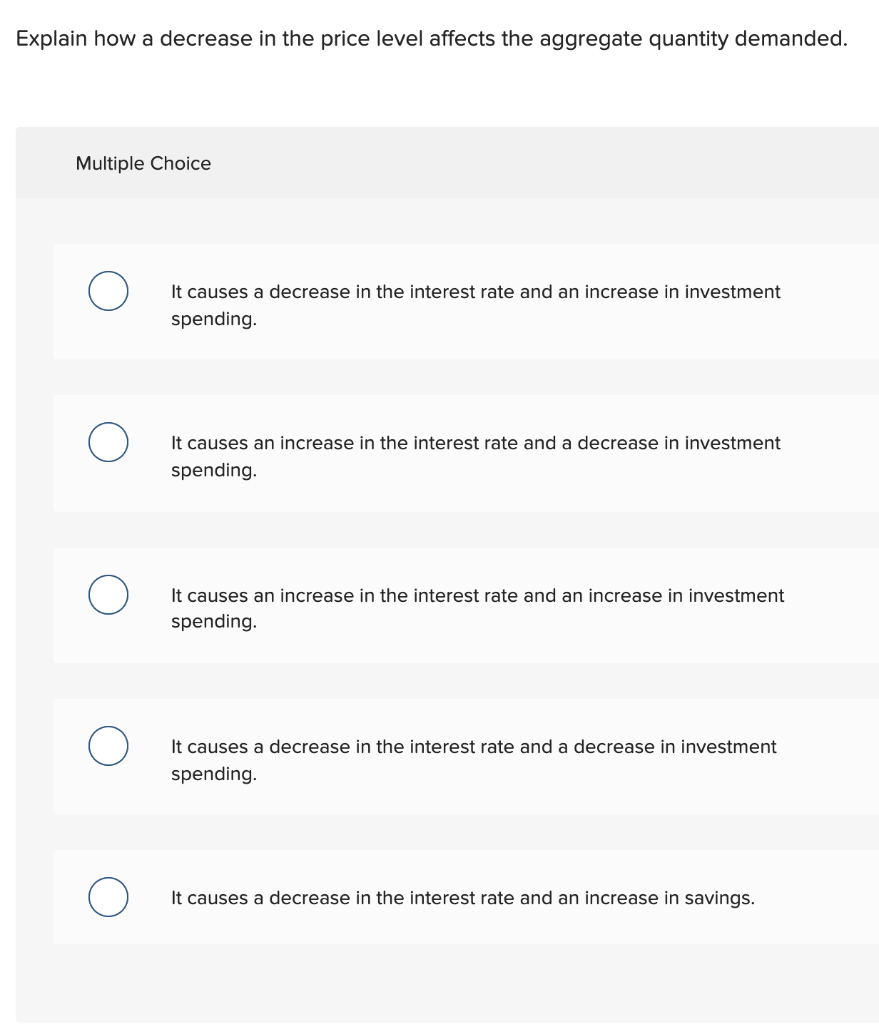 Solved Explain how a decrease in the price level affects the | Chegg.com