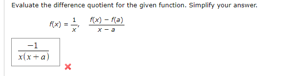 Solved Evaluate the difference quotient for the given | Chegg.com