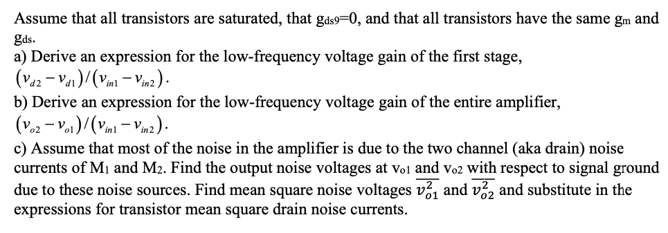 + Vdd M3 M4 Vb1 M5 M6 vd1 vd2 M1 M2 Vo1 Vin1 Vin2 Vo2 | Chegg.com
