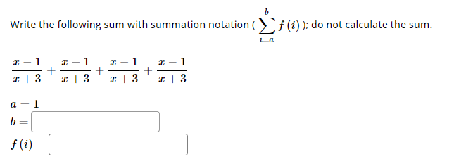 Solved Write the following sum with summation notation ); | Chegg.com