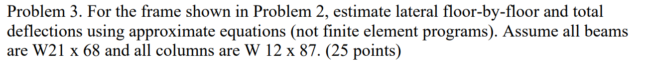 Solved Problem 3. For the frame shown in Problem 2, estimate | Chegg.com