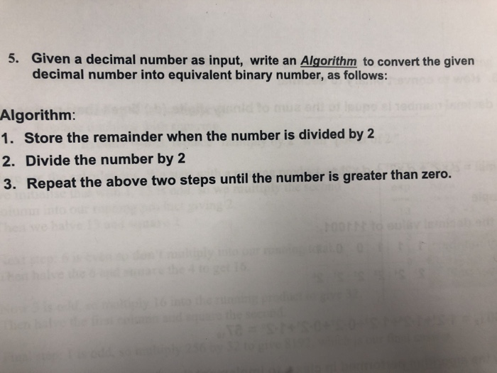 Solved Given A Decimal Number As Input Write An Algorithm 2182