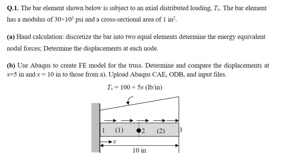 Q.1. The bar element shown below is subject to an | Chegg.com