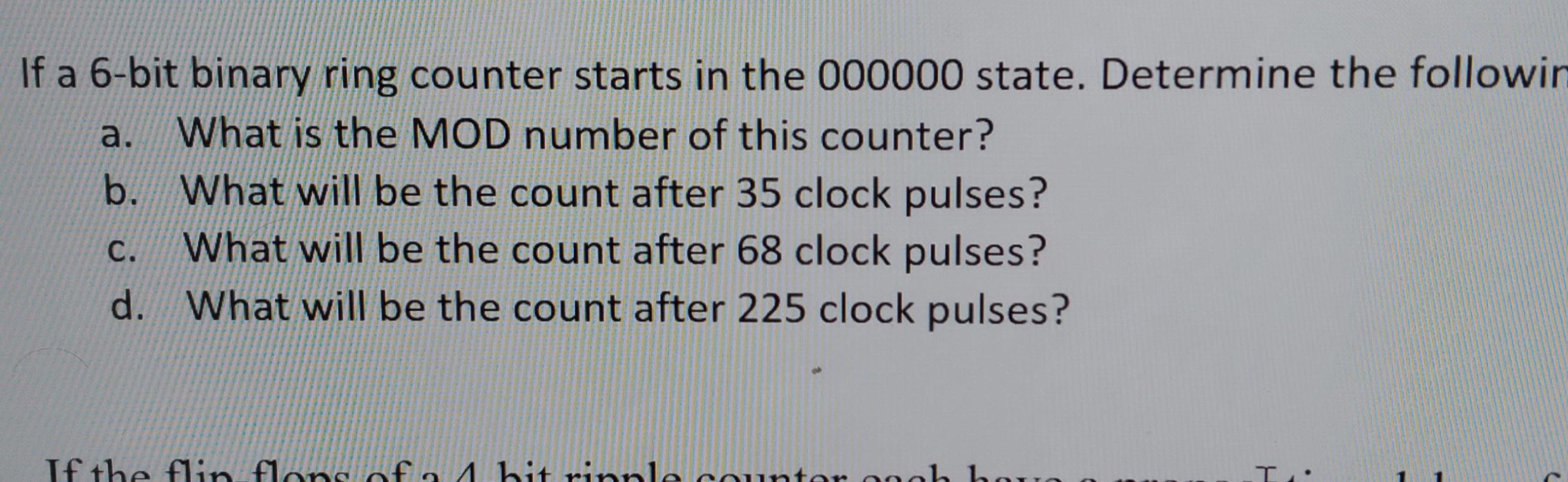 Solved a. If a 6-bit binary ring counter starts in the | Chegg.com