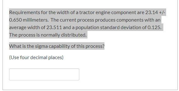 Solved Requirements for the width of a tractor engine | Chegg.com