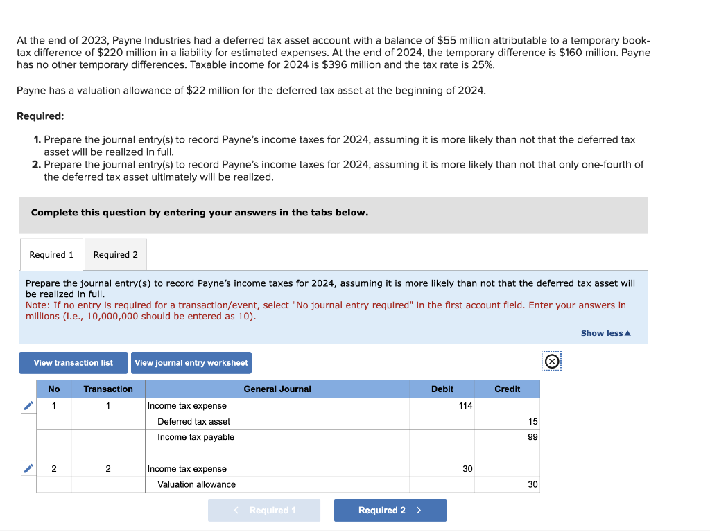 Solved At the end of 2023 , Payne Industries had a deferred | Chegg.com