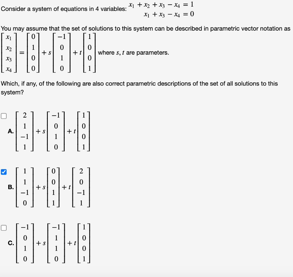 Solved Consider a system of equations in 4 variables: x1 + | Chegg.com