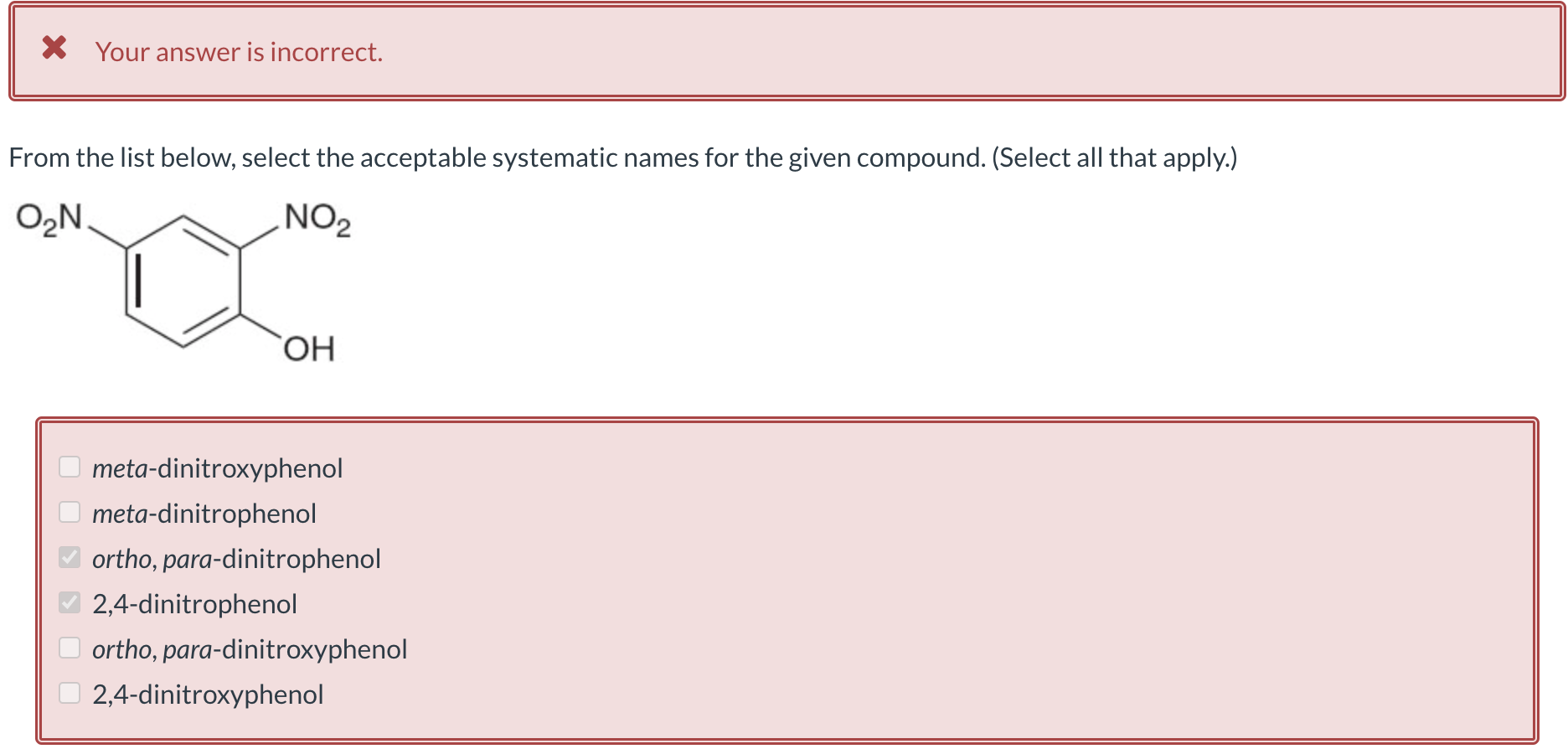 Solved meta-dinitroxyphenol meta-dinitrophenol ortho, | Chegg.com