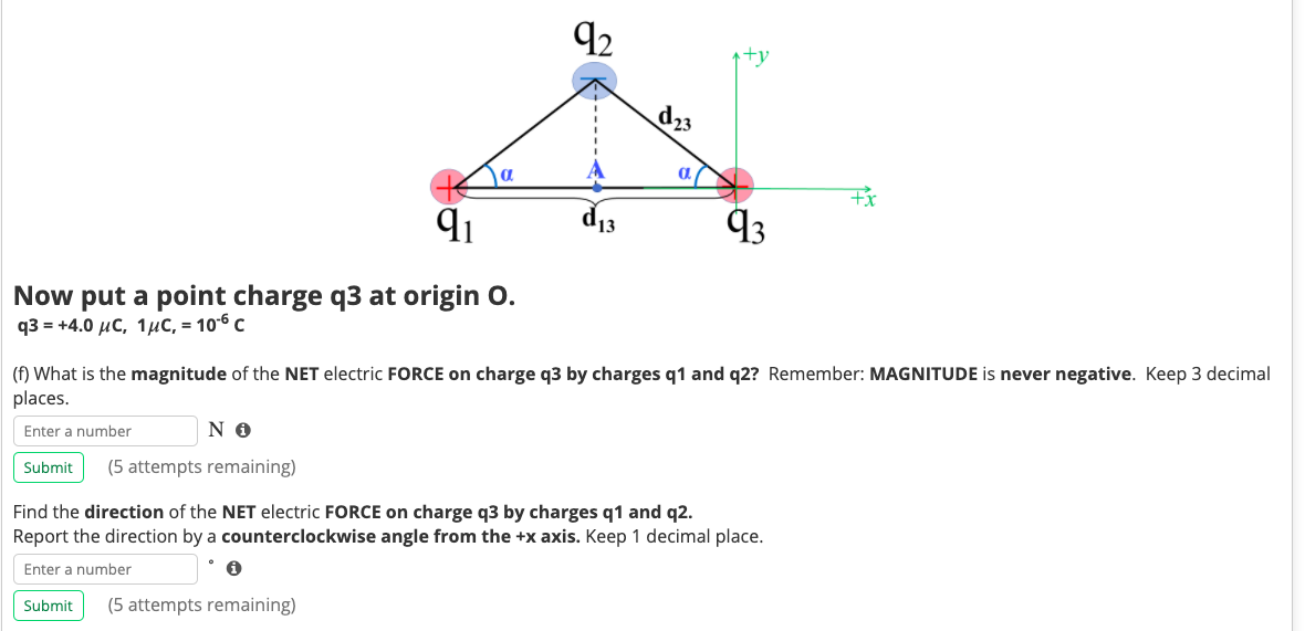 Solved Electric Field - 3 Point Charges on a Triangle Case | Chegg.com