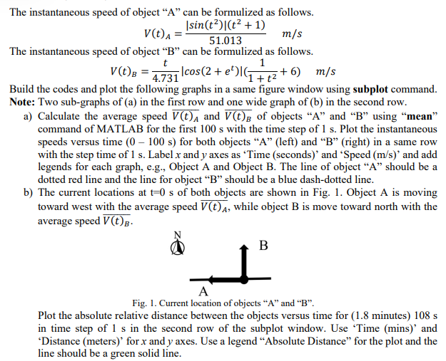 Solved The instantaneous speed of object "A" can be | Chegg.com