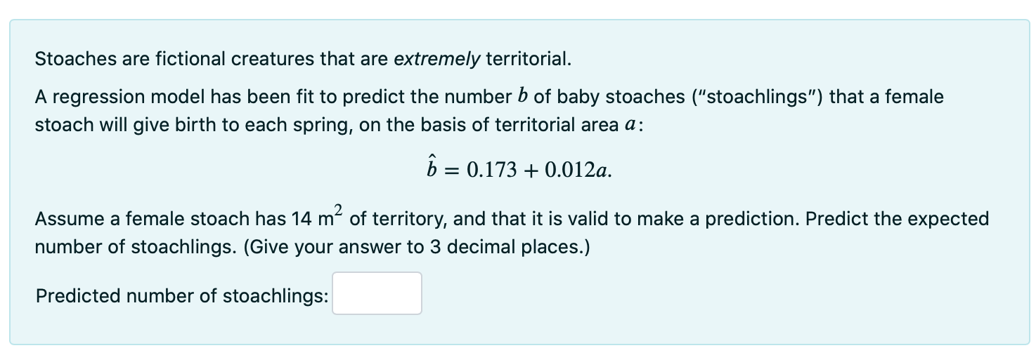 Solved Stoaches are fictional creatures that are extremely | Chegg.com
