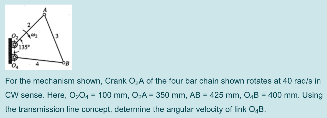 Solved 02 3 1350 B For the mechanism shown, Crank O2A of the | Chegg.com