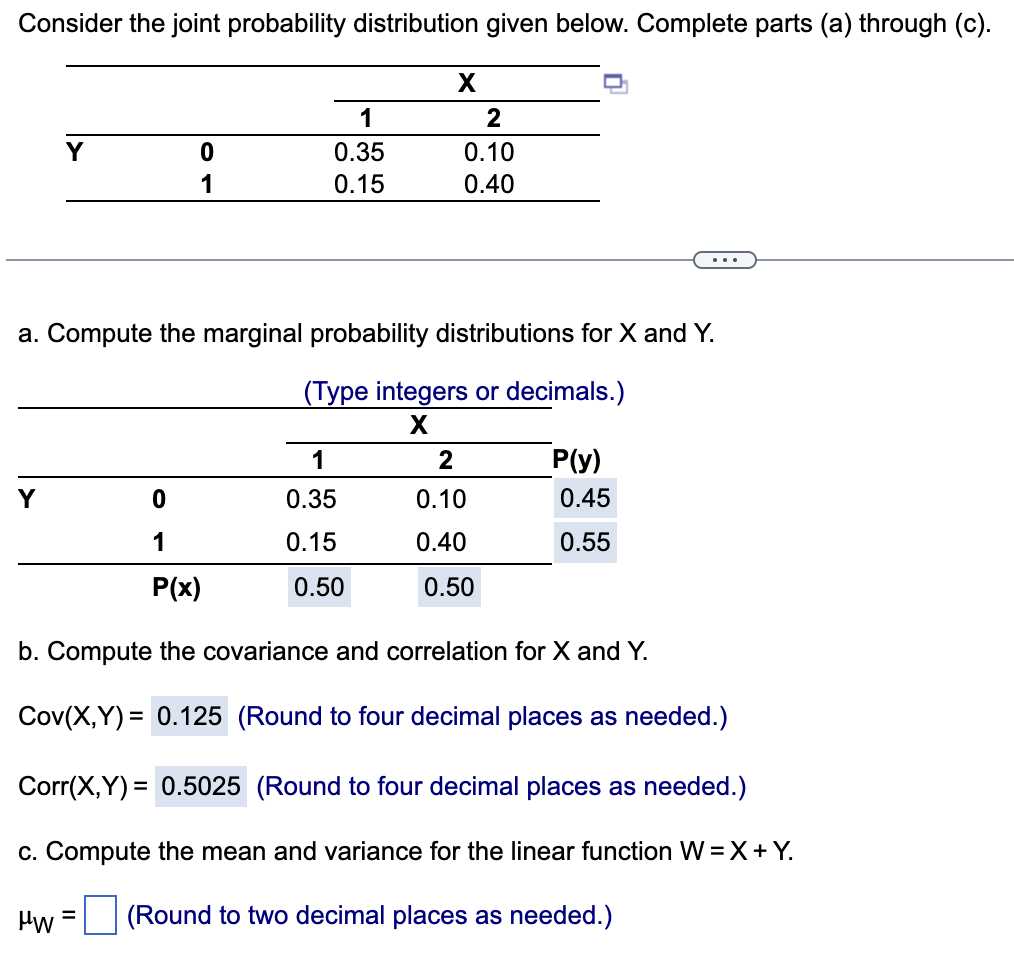 Solved Consider the joint probability distribution given | Chegg.com