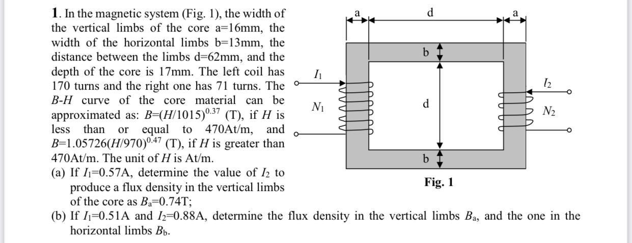 Solved 1. In the magnetic system (Fig. 1), the width of d | Chegg.com