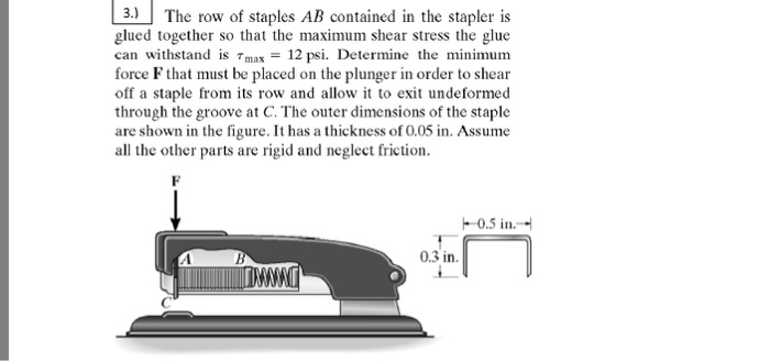 Solved The row of staples AB contained in the stapler is | Chegg.com