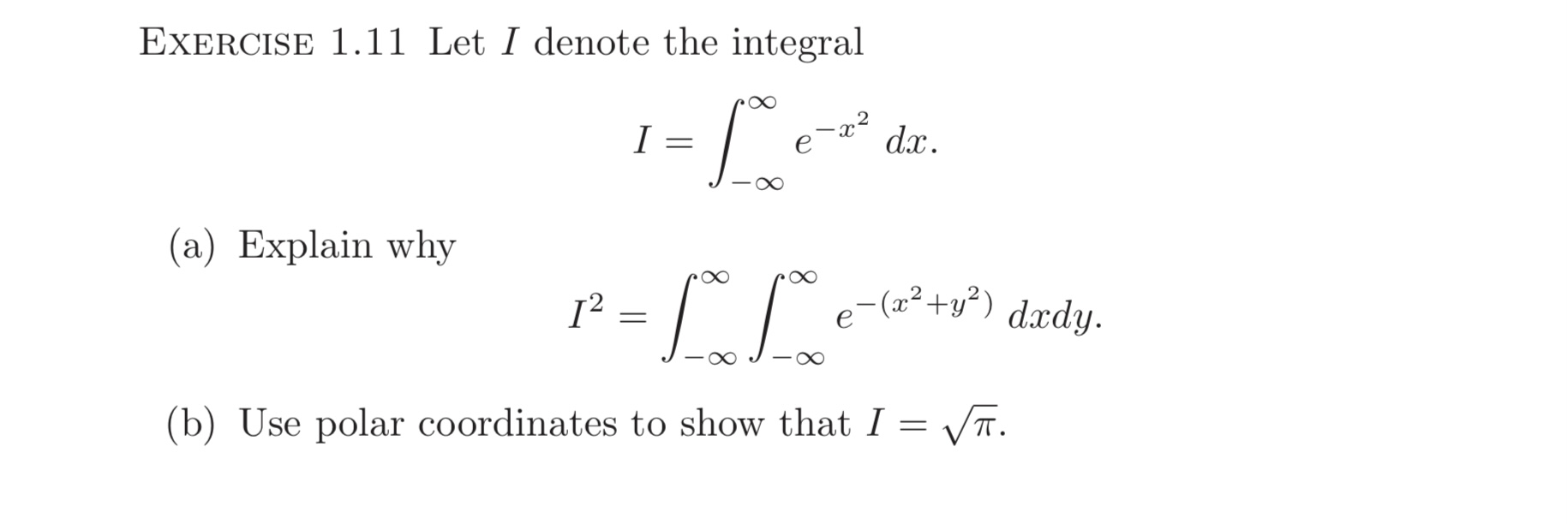 Solved Exercise 1.11 ﻿Let I denote the | Chegg.com