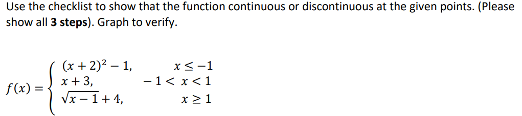Solved Use The Checklist To Show That The Function