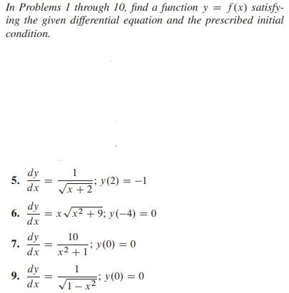 Solved In Problems I through 10 , find a function y=f(x) | Chegg.com