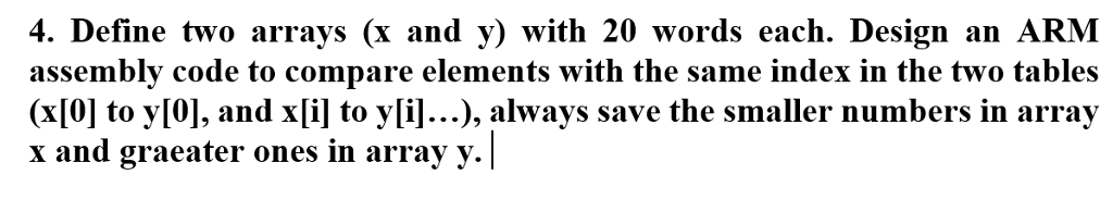 4. Define two arrays (x and y) with 20 words each. | Chegg.com