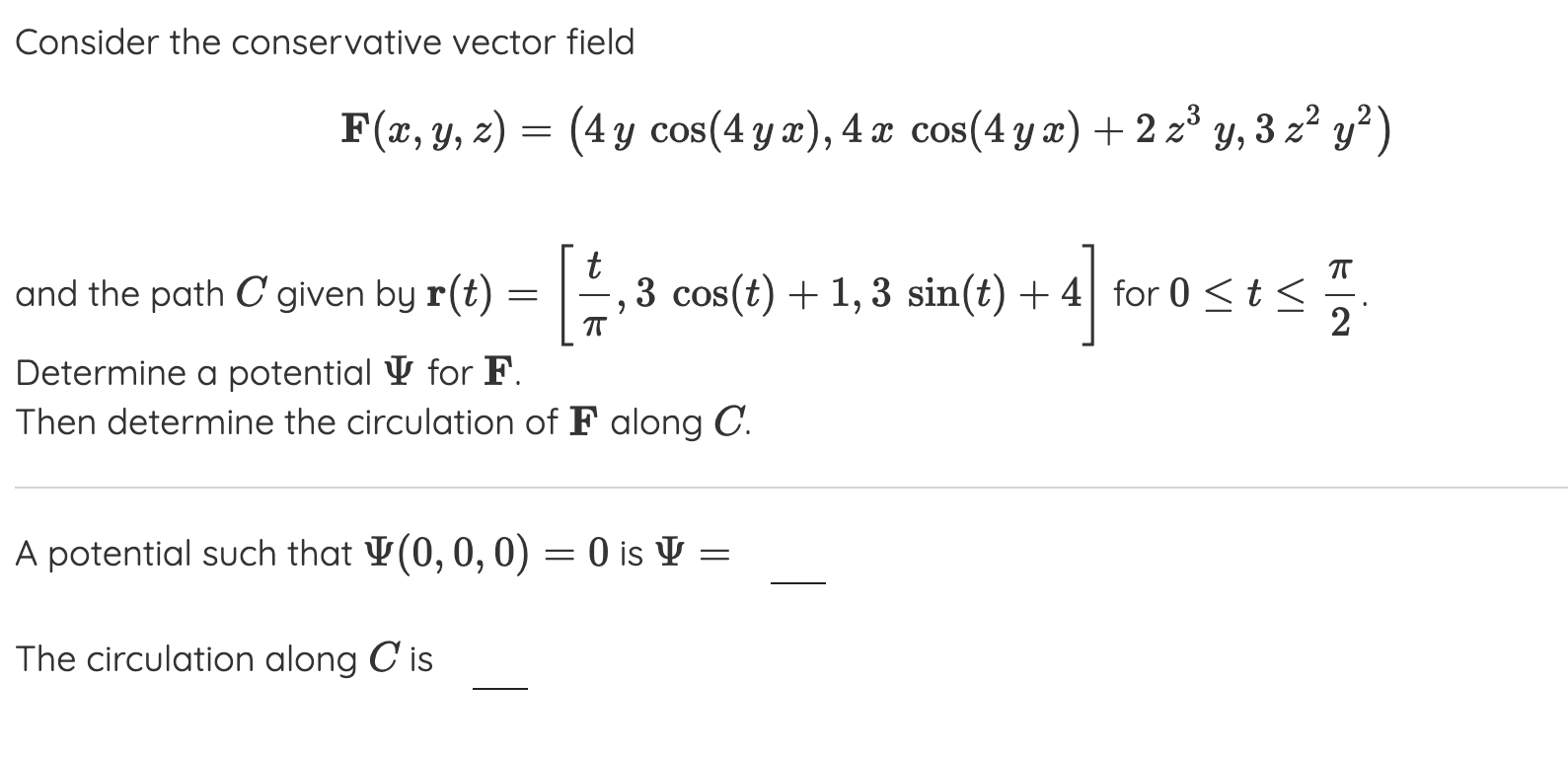 Solved Consider the conservative vector field | Chegg.com